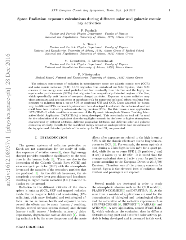 (PDF) Space Radiation exposure calculations during different solar and ...
