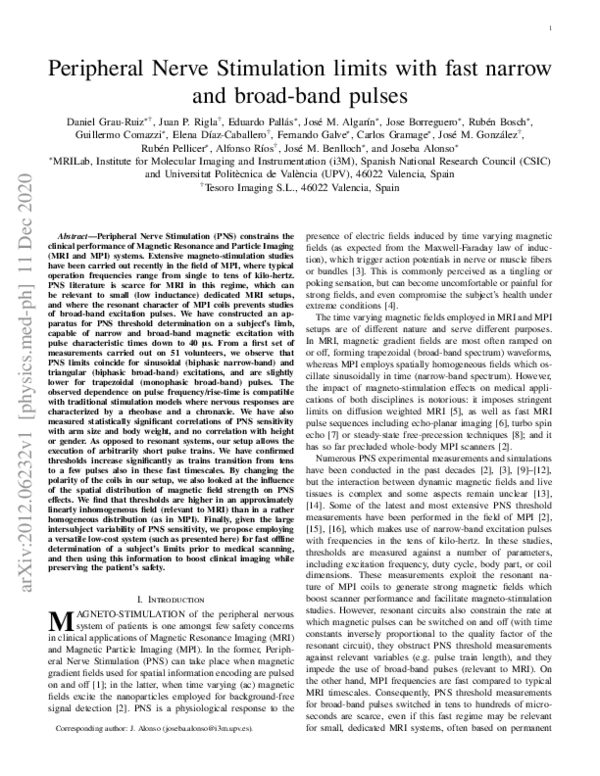 (PDF) Peripheral Nerve Stimulation limits with fast narrow and broad ...