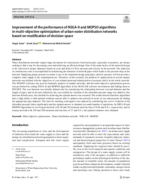 Pdf Improvement Of The Performance Of Nsga Ii And Mopso Algorithms In