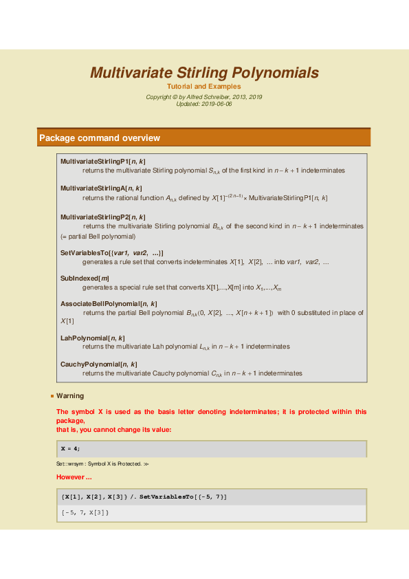 (PDF) A Mathematica Package for the Multivariate Stirling Polynomials ...