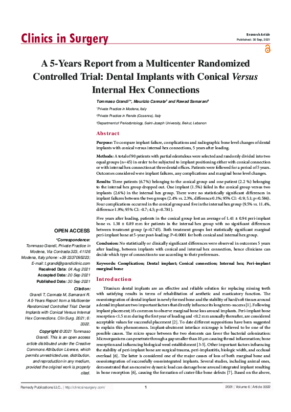 (PDF) A 5-Years Report from a Multicenter Randomized Controlled Trial ...