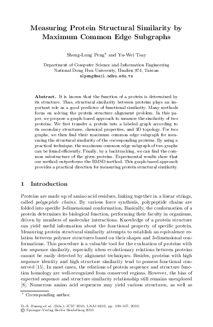 (PDF) Measuring Protein Structural Similarity by Maximum Common Edge Subgraphs | Sheng-Lung Peng ...
