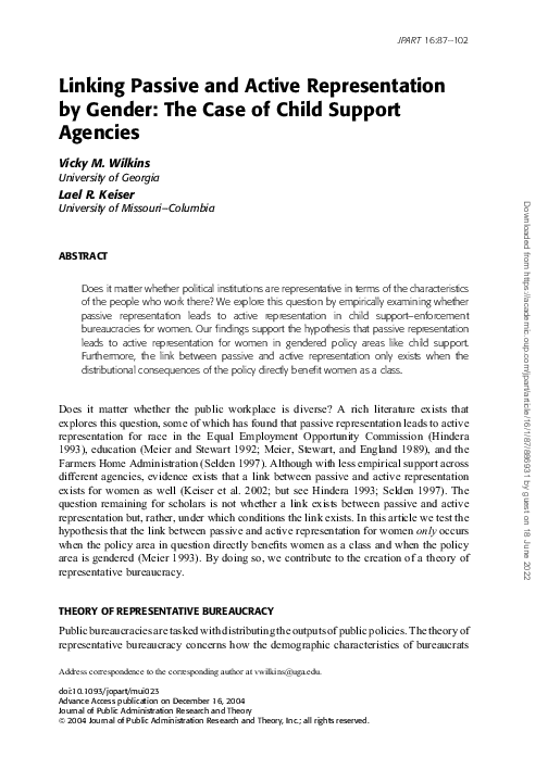 (PDF) Linking Passive and Active Representation by Gender: The Case of ...