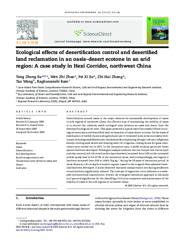 (PDF) Ecological effects of desertification control and desertified ...