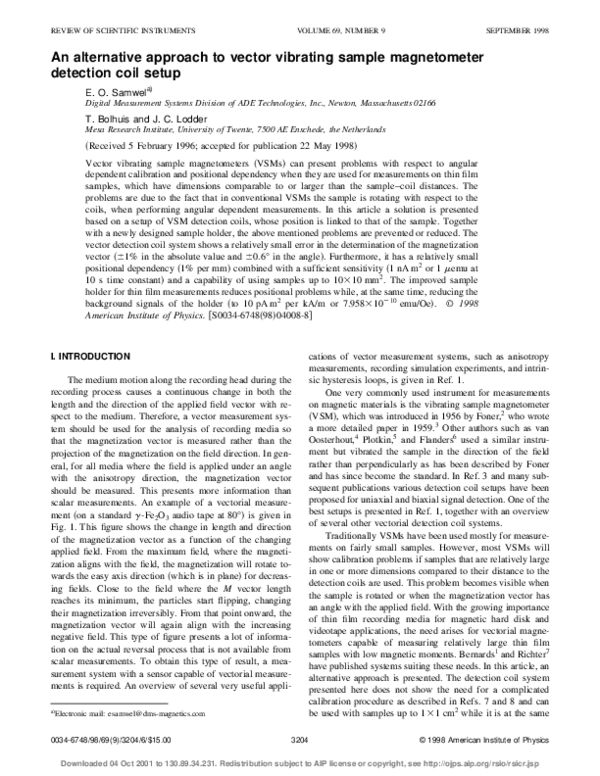 (PDF) An alternative approach to vector vibrating sample magnetometer ...