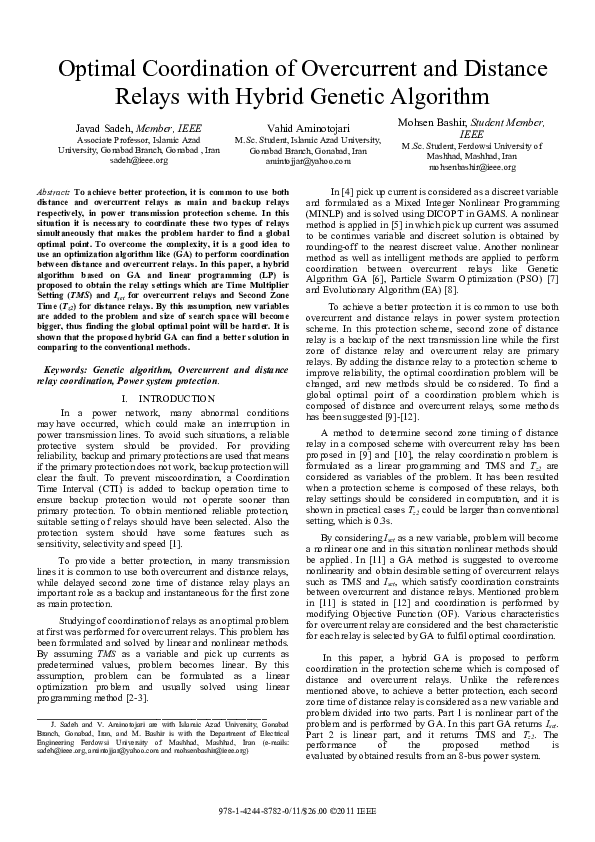 (PDF) Optimal coordination of overcurrent and distance relays with ...