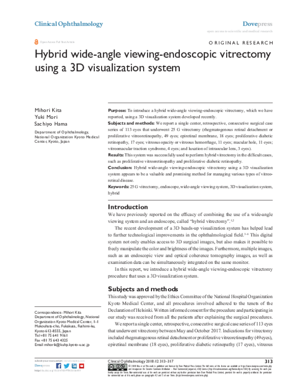 (PDF) Hybrid wide-angle viewing-endoscopic vitrectomy using a 3D ...