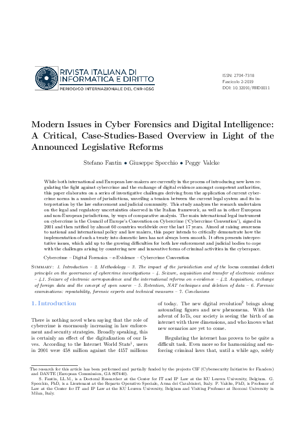 (PDF) Modern Issues in Cyber Forensics and Digital Intelligence: A ...