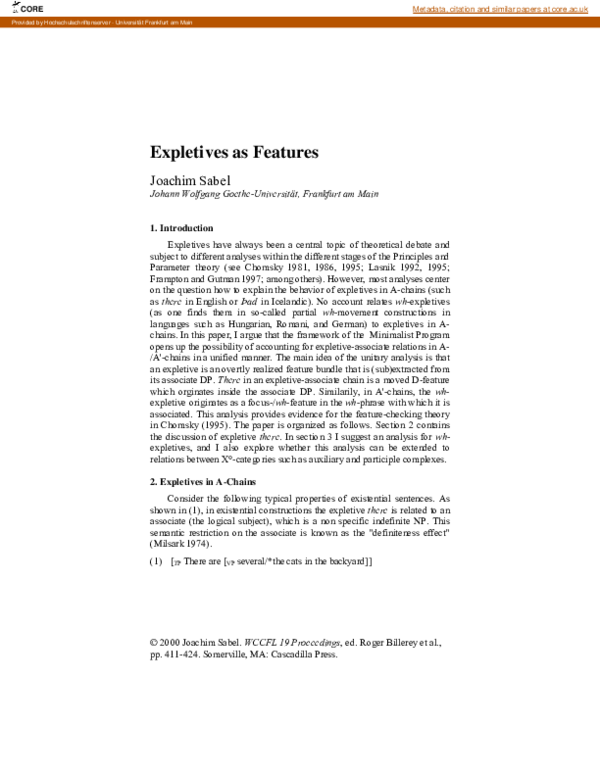 (PDF) Expletives as features