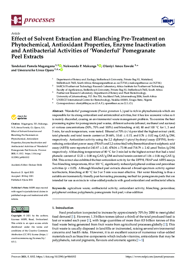 (PDF) Effect of Solvent Extraction and Blanching Pre-Treatment on ...