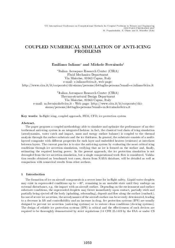 (PDF) Coupled numerical simulation of anti-icing problems