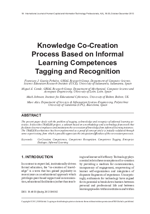 (PDF) Knowledge Co-creation process based on informal learning ...