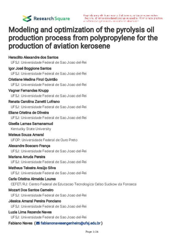 (PDF) Modeling and optimization of the pyrolysis oil production process from polypropylene for ...