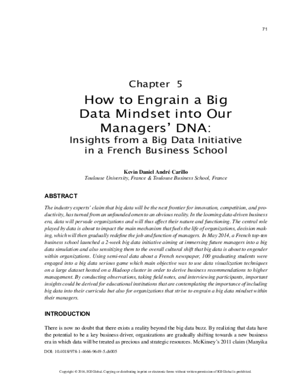 (PDF) How to Engrain a Big Data Mindset into Our Managers' DNA