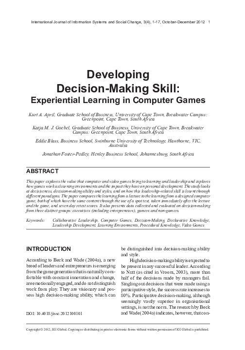 (PDF) Developing Decision-Making Skill