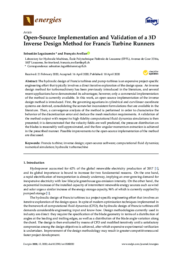 (PDF) Open-Source Implementation and Validation of a 3D Inverse Design Method for Francis ...