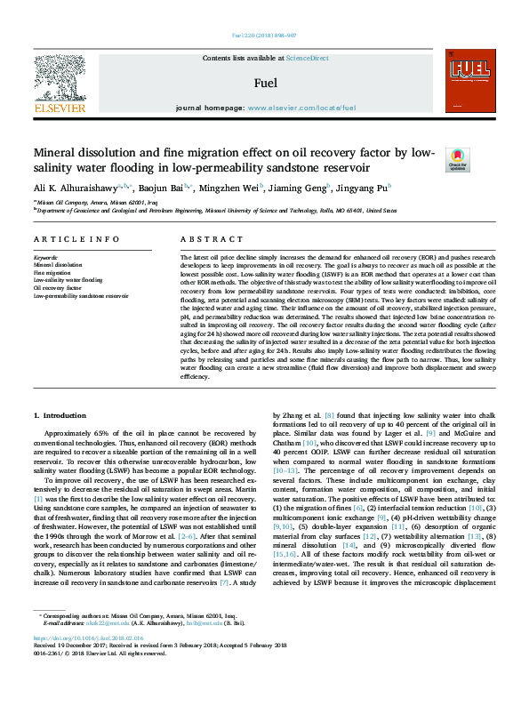 (PDF) Mineral dissolution and fine migration effect on oil recovery ...