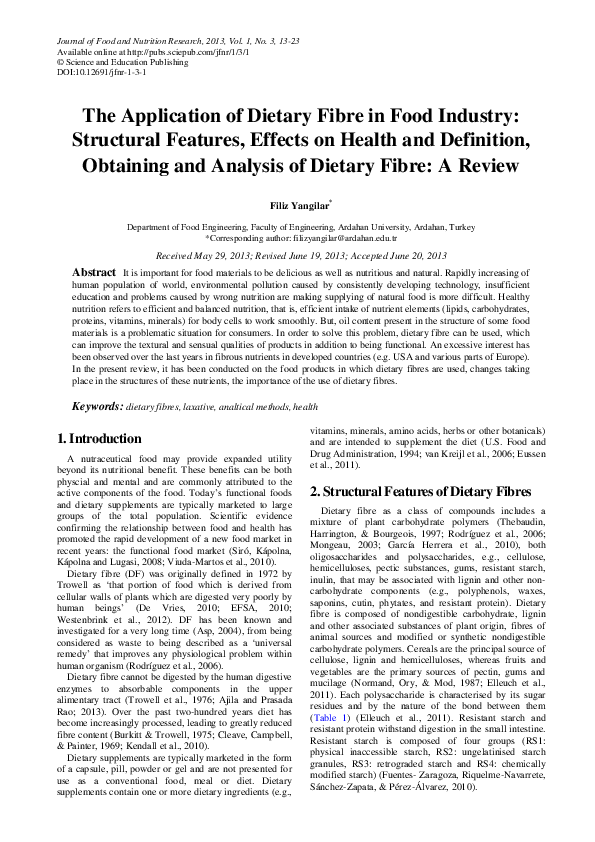 (PDF) The Application of Dietary Fibre in Food Industry: Structural ...