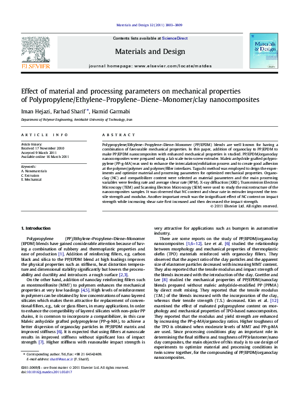 (PDF) Effect of material and processing parameters on mechanical ...