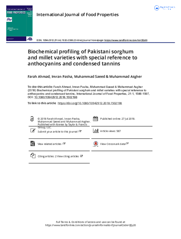 (PDF) Biochemical profiling of Pakistani sorghum and millet varieties ...
