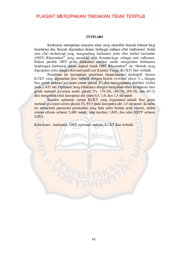 (PDF) Optimasi metode Kromatografi Cair Kinerja Tinggi (KCKT) fase ...