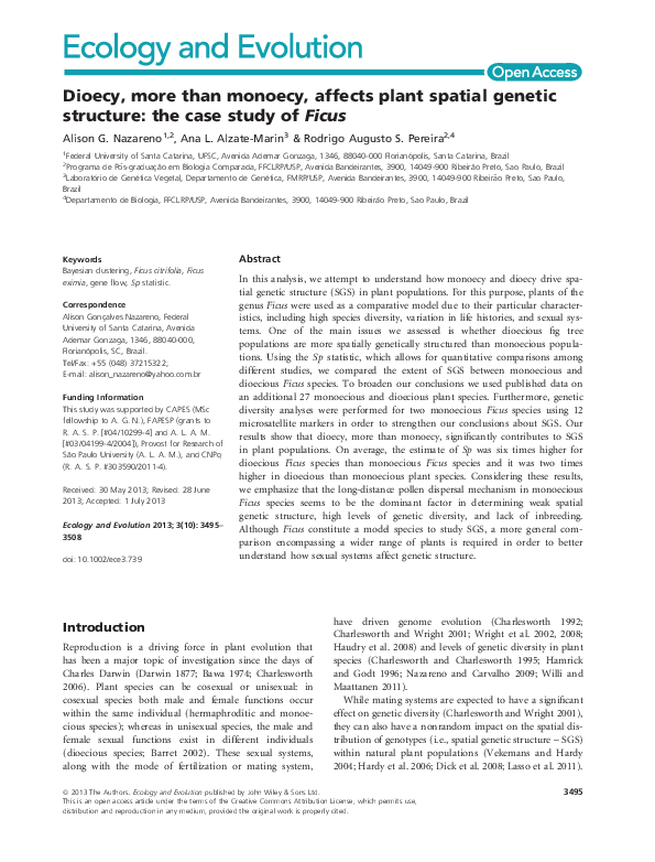 (PDF) Dioecy, more than monoecy, affects plant spatial genetic ...
