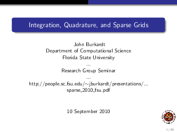 (PDF) Integration, Quadrature, and Sparse Grids