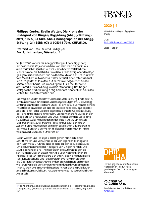 (PDF) Philippe Cordez, Evelin Winter, Die Krone der Hildegard von ...