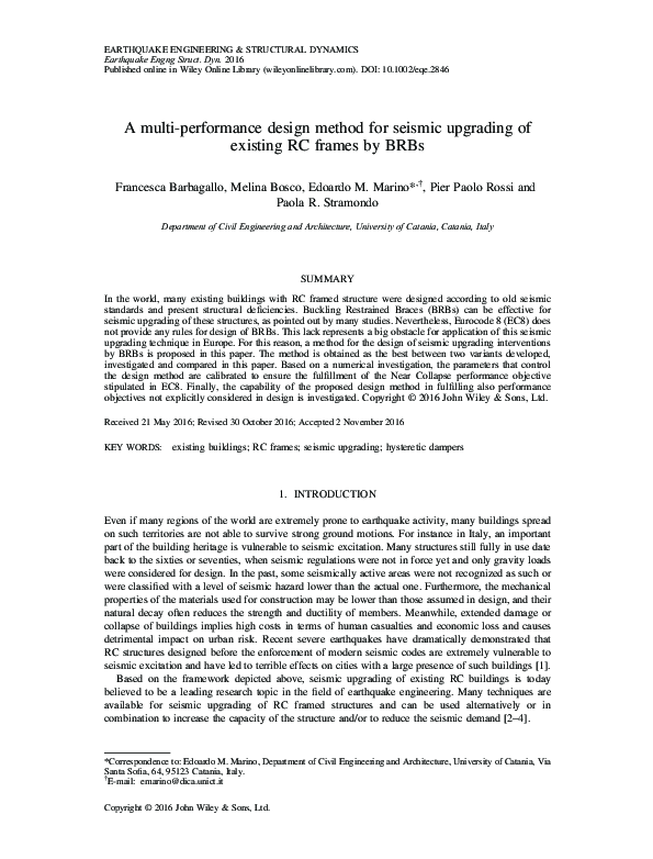 (PDF) A multi-performance design method for seismic upgrading of ...