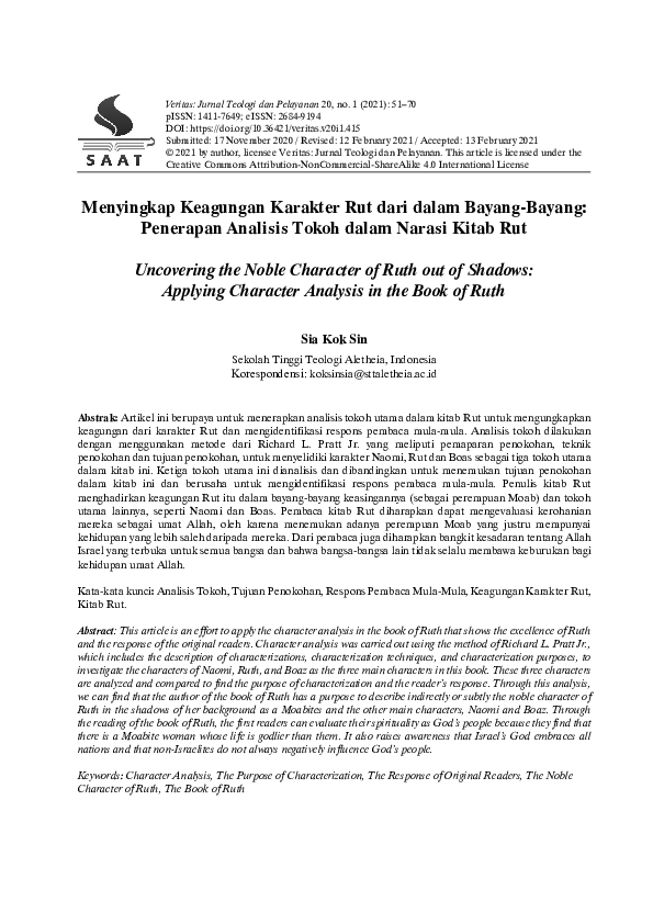 (PDF) Menyingkap Keagungan Karakter Rut dari dalam Bayang-Bayang ...