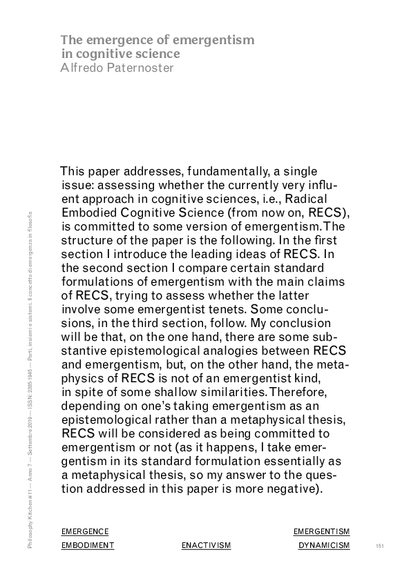 (PDF) The emergence of emergentism in cognitive science