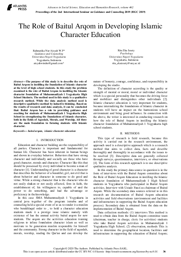 (PDF) The Role of Baitul Arqom in Developing Islamic Character Education