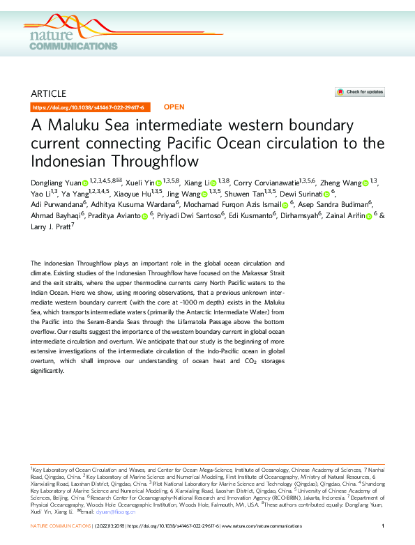 (PDF) A Maluku Sea intermediate western boundary current connecting ...