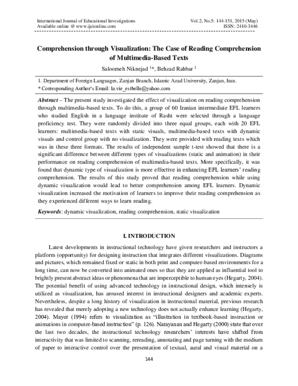 (PDF) Comprehension through Visualization: The Case of Reading Comprehension of Multimedia-Based ...
