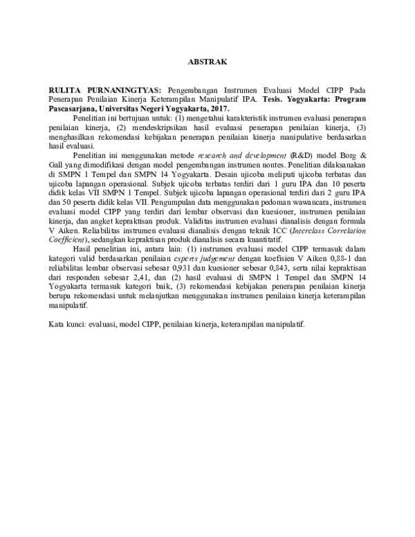 (DOC) Pengembangan Instrumen Evaluasi Model CIPP Pada Penerapan ...