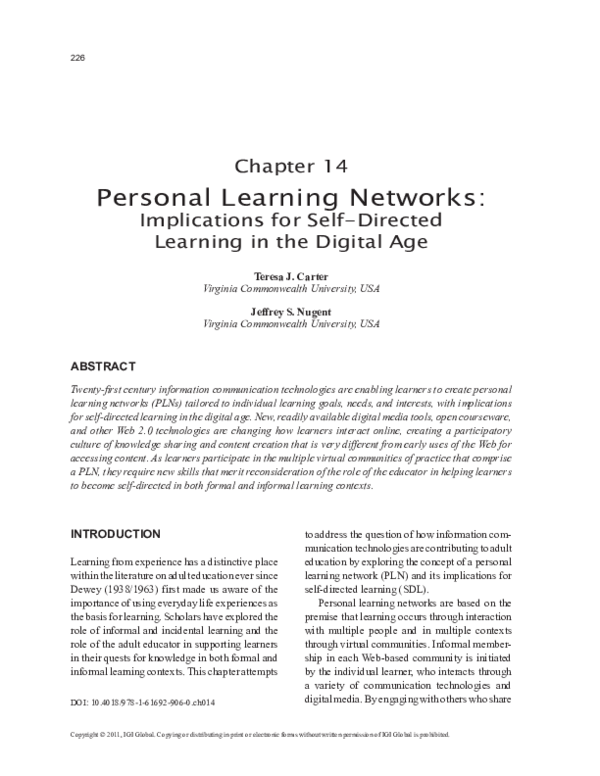 (PDF) Personal Learning Networks