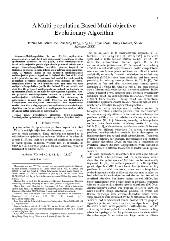 (PDF) A Multipopulation-Based Multiobjective Evolutionary Algorithm