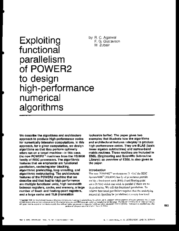 Pdf Exploiting Functional Parallelism Of Power2 To Design High Performance Numerical Algorithms