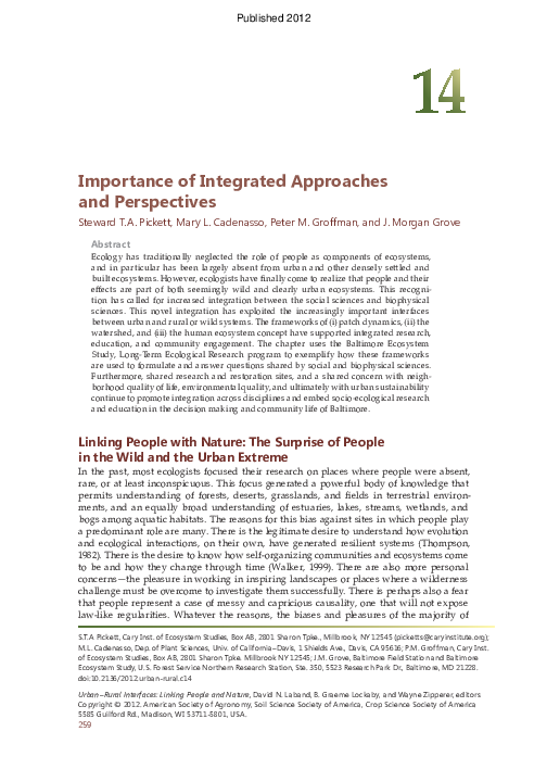 (PDF) Importance of integrated approaches and perspectives