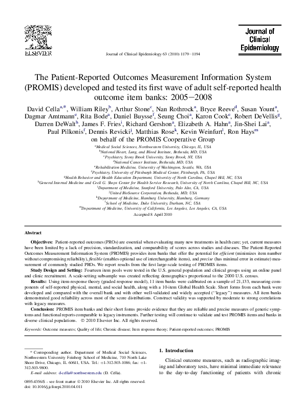 (PDF) The Patient-Reported Outcomes Measurement Information System ...