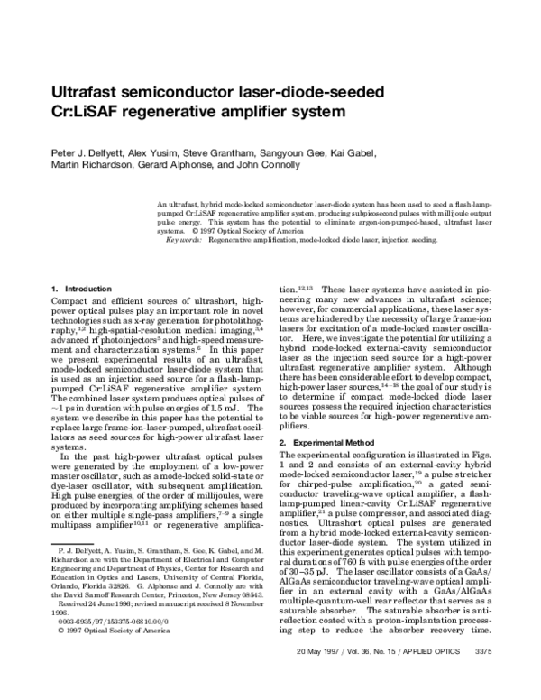(PDF) Ultrafast semiconductor laser-diode-seeded Cr:LiSAF regenerative ...