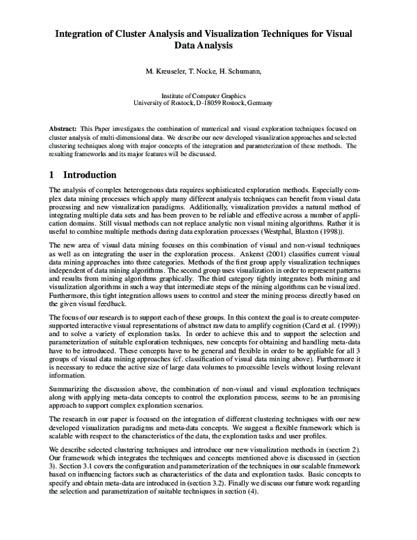 (PDF) Cluster Analysis and Visualization Integration