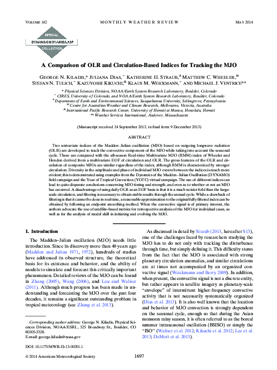 (PDF) A Comparison of OLR and Circulation-Based Indices for Tracking ...