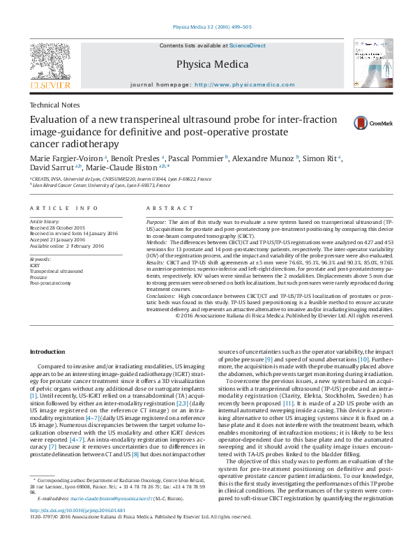 (PDF) Evaluation of a new transperineal ultrasound probe for inter ...