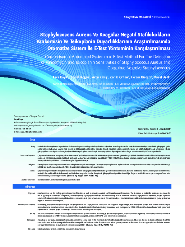 (PDF) Staphylococcus Aureus Ve Koagülaz Negatif Stafilokokların ...