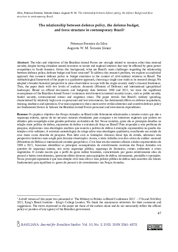 (PDF) The relationship between defence policy, the defence budget, and ...