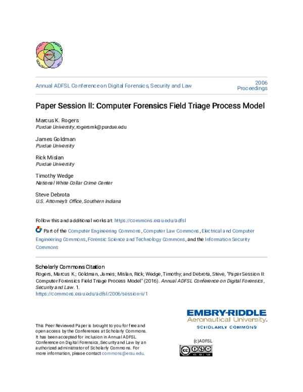 (PDF) Paper Session II: Computer Forensics Field Triage Process Model ...