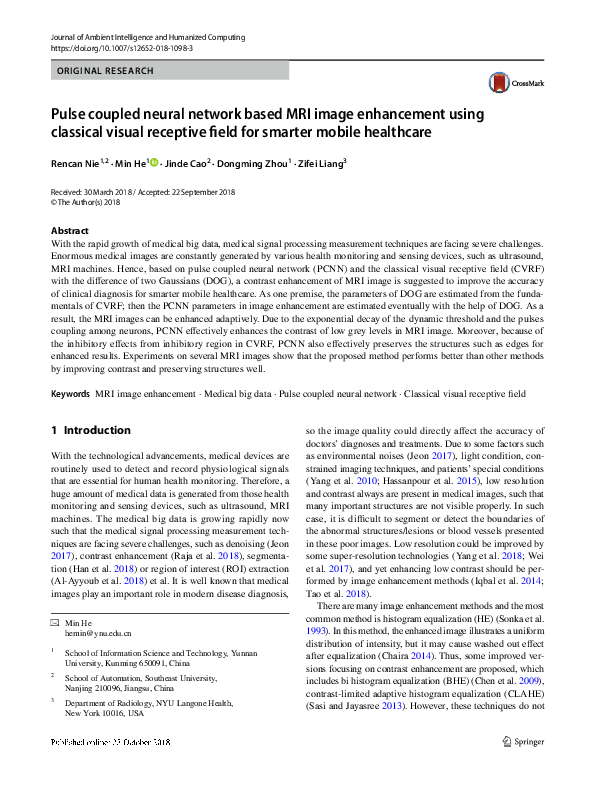 Pdf Pulse Coupled Neural Network Based Mri Image Enhancement Using Classical Visual Receptive