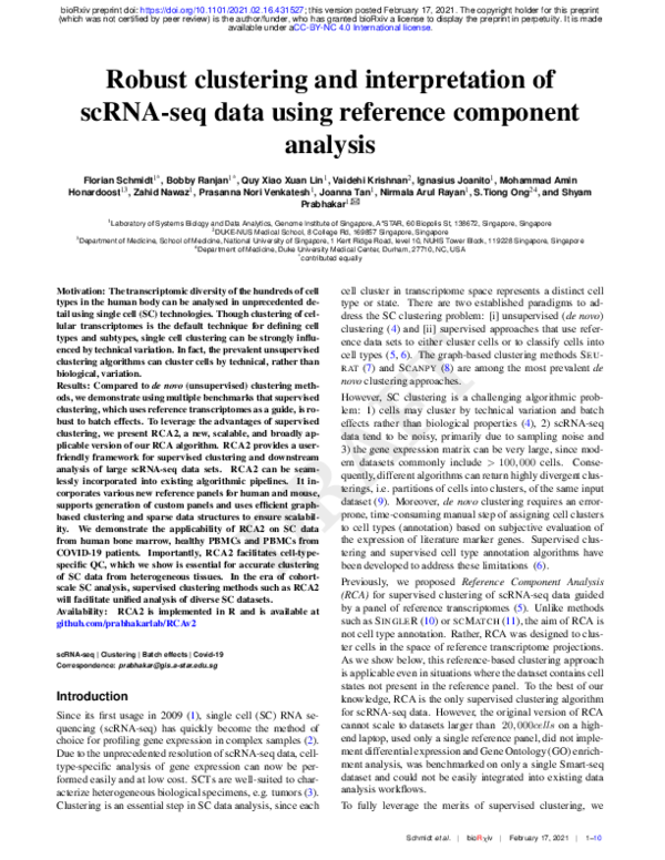Pdf Robust Clustering And Interpretation Of Scrna Seq Data Using 3850