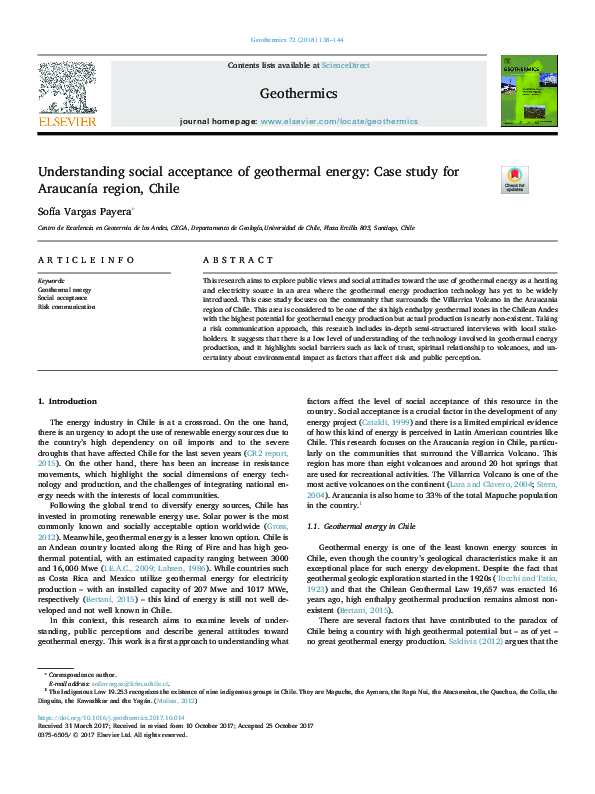 (PDF) Understanding social acceptance of geothermal energy: Case study ...